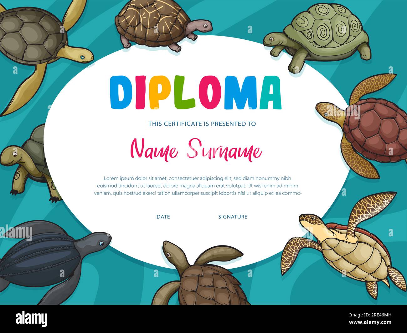 Diploma certificate of kids education vector template. Diploma of ...