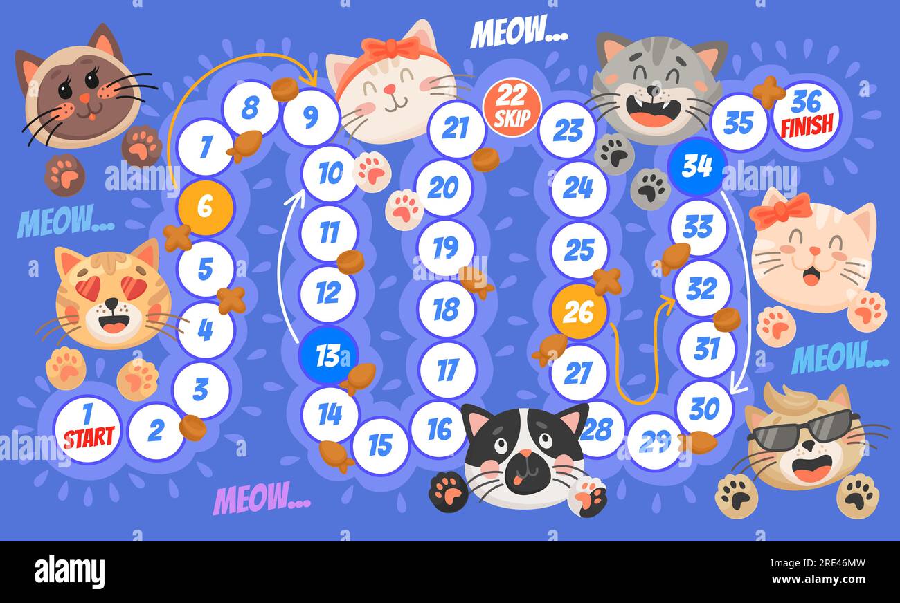 Cartoon cat kitten. Kids board game, riddle or educational activity ...
