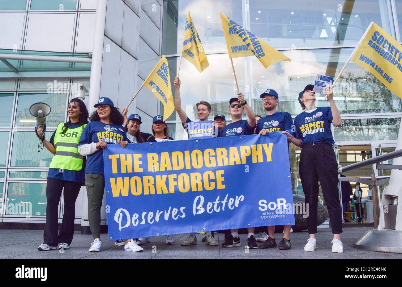 London, UK. 25th July 2023. Society of Radiographers (SOR) members ...