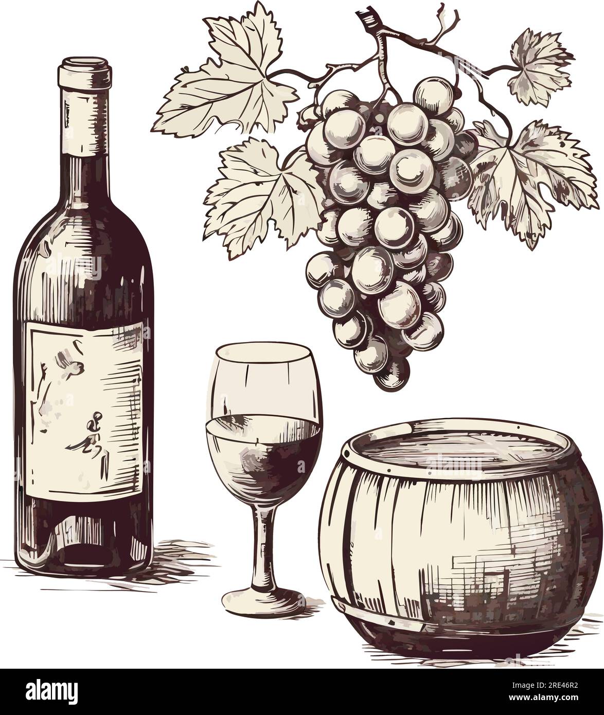 Vector winery wine production icon eps10. Vector handmade drawn draft ...