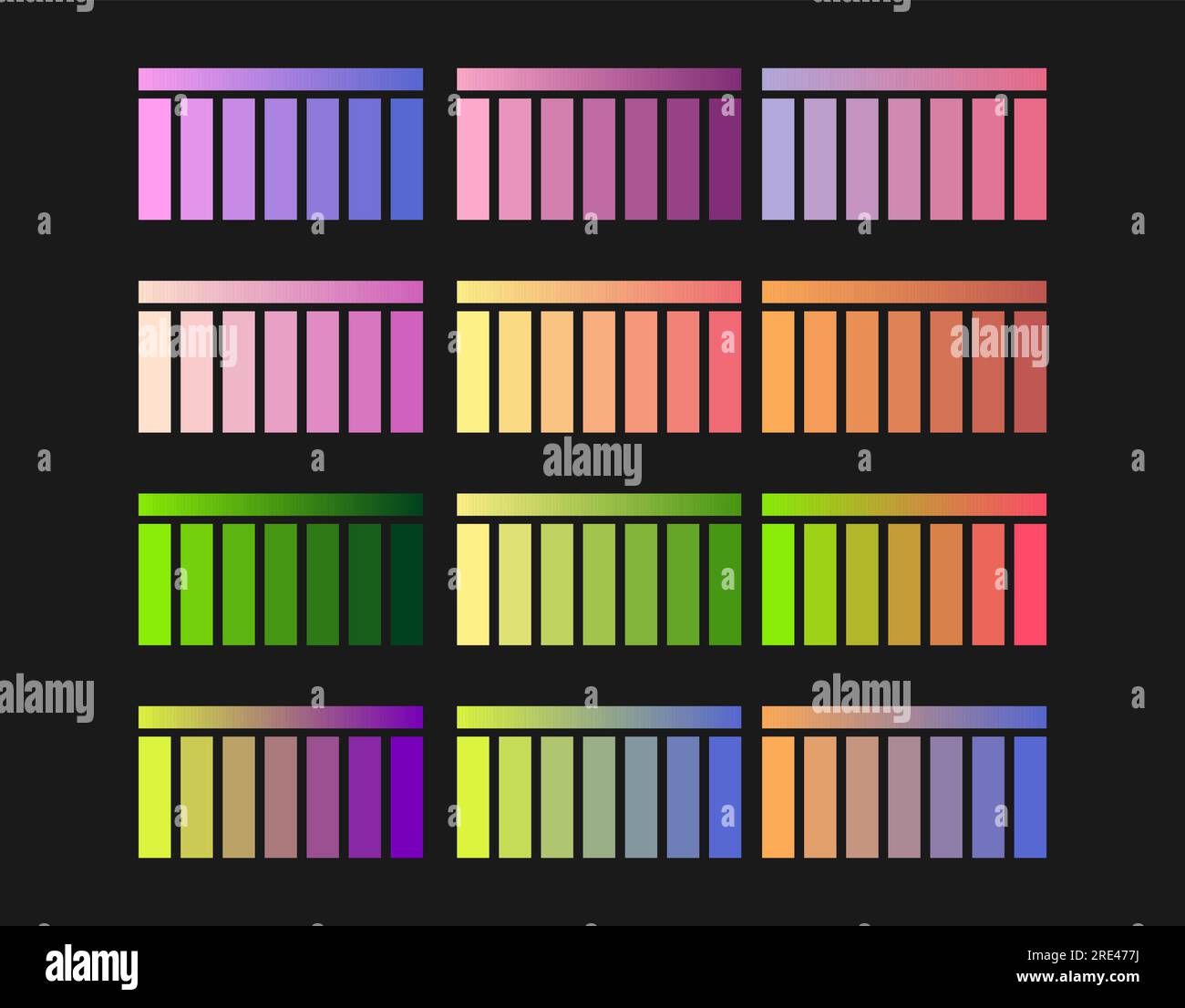 A set of gradients and color combinations. A palette of colors of ...