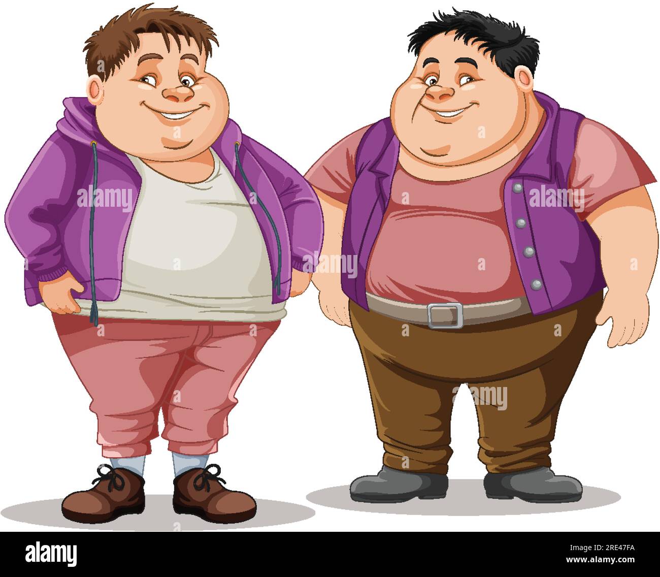 Overweight male friends cartoon character illustration Stock Vector ...