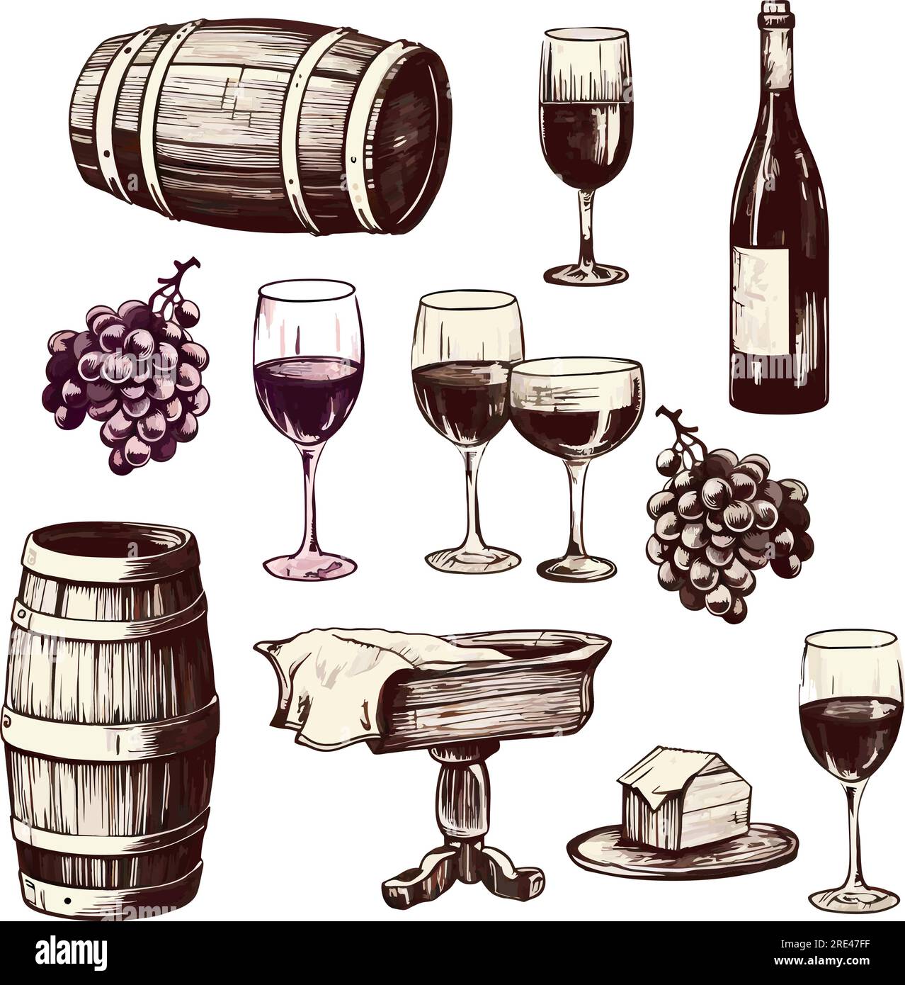Vector winery wine production icon eps10. Vector handmade drawn draft ...