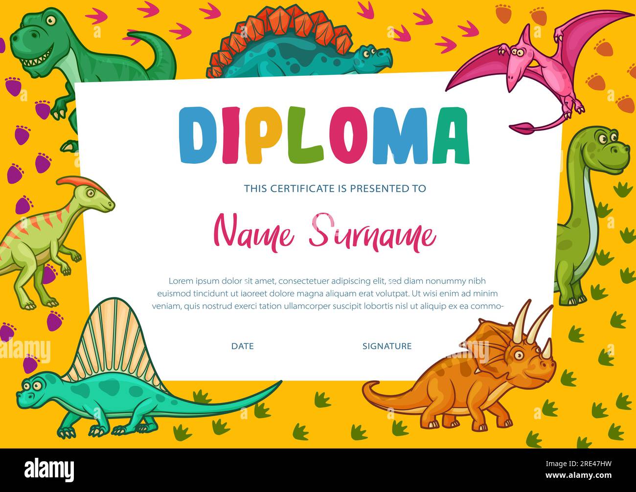Kids diploma certificate template, vector education graduation award ...