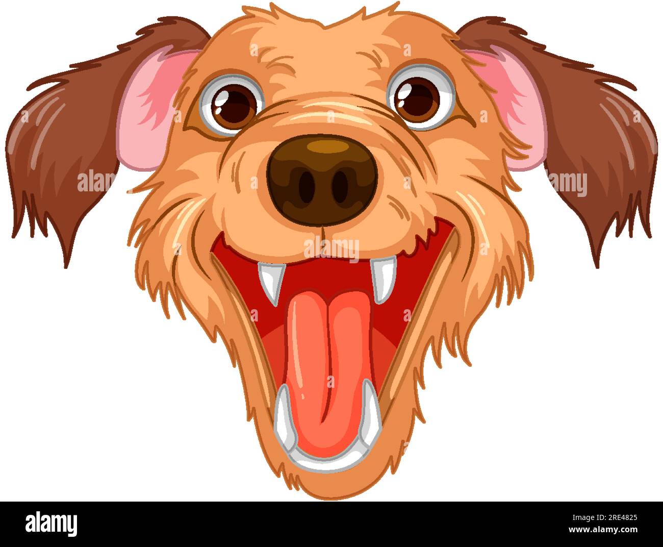 A cartoon illustration of a happy dog with its mouth open and sharp ...
