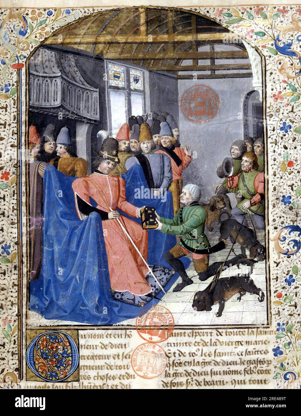 Le Comte reçoit ses vassaux avant la chasse - in "Livre de Chasse de ...