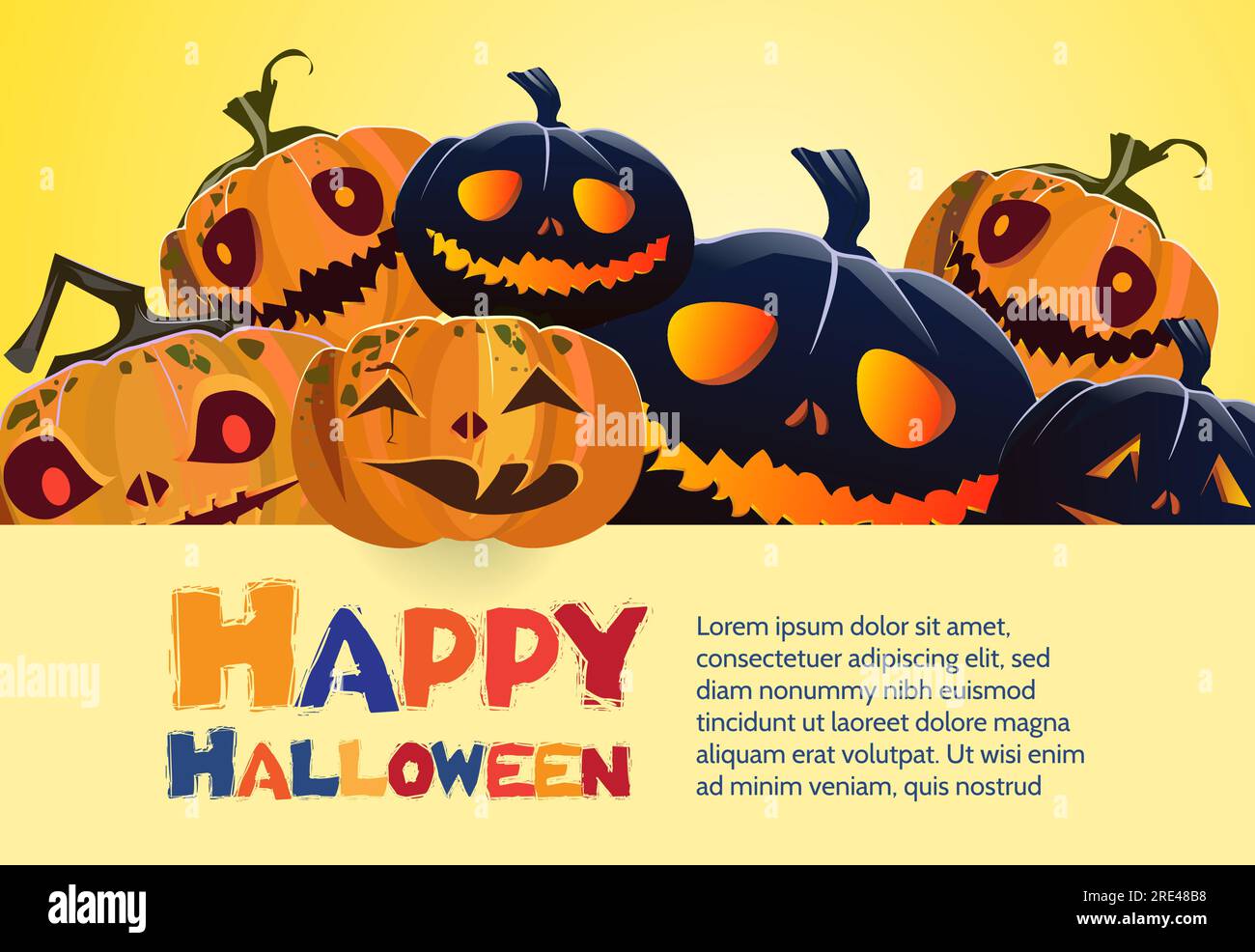 Happy Halloween bright yellow banner design Stock Vector Image & Art ...