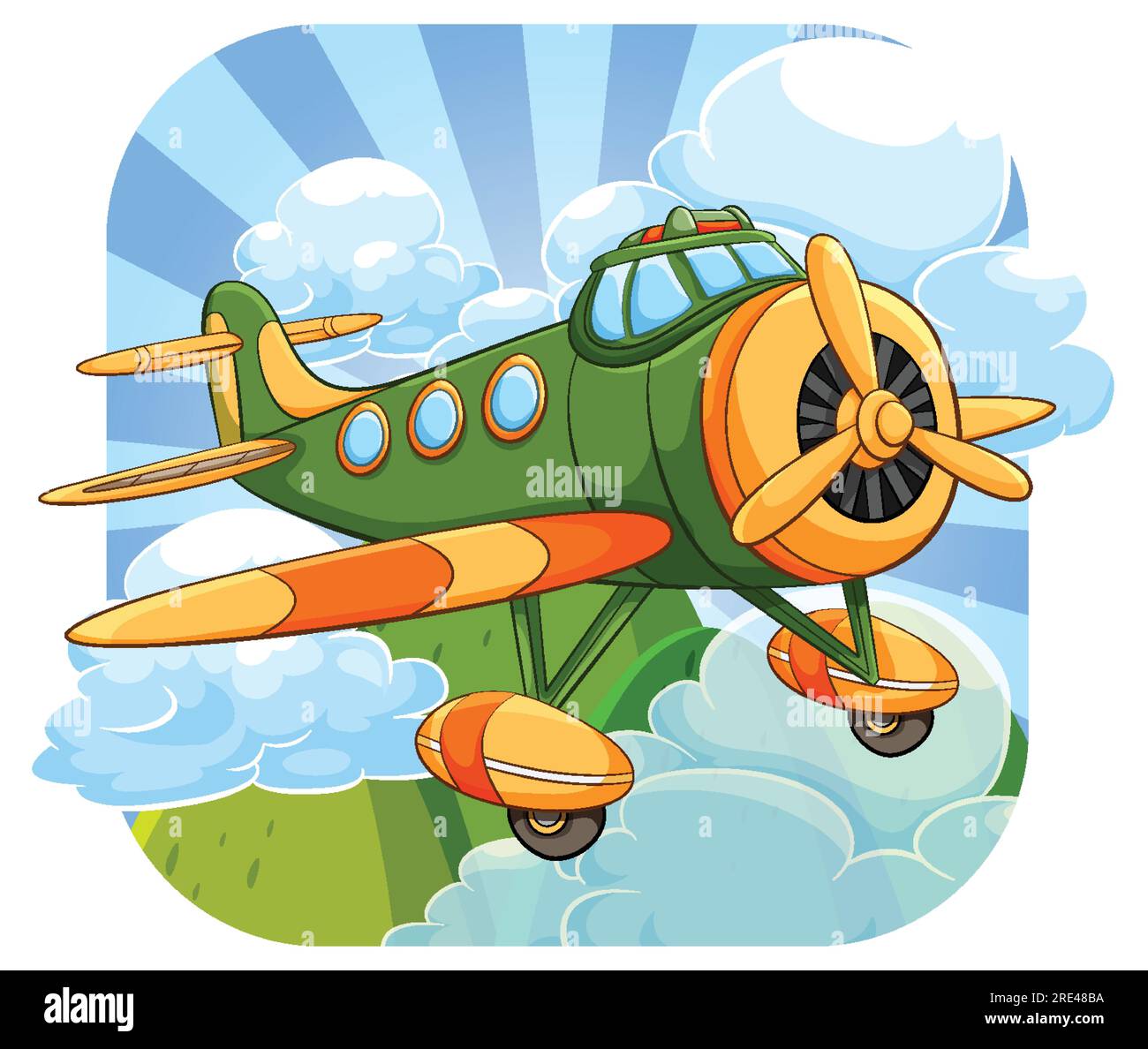 A military classic vintage aircraft flying over a sky with a mountain ...