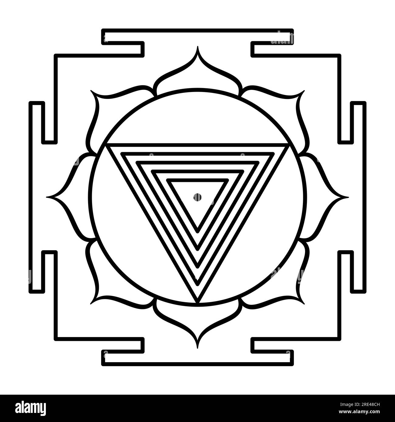 Kali Yantra, Hindu diagram of primordial energy. Goddess Kali appears ...