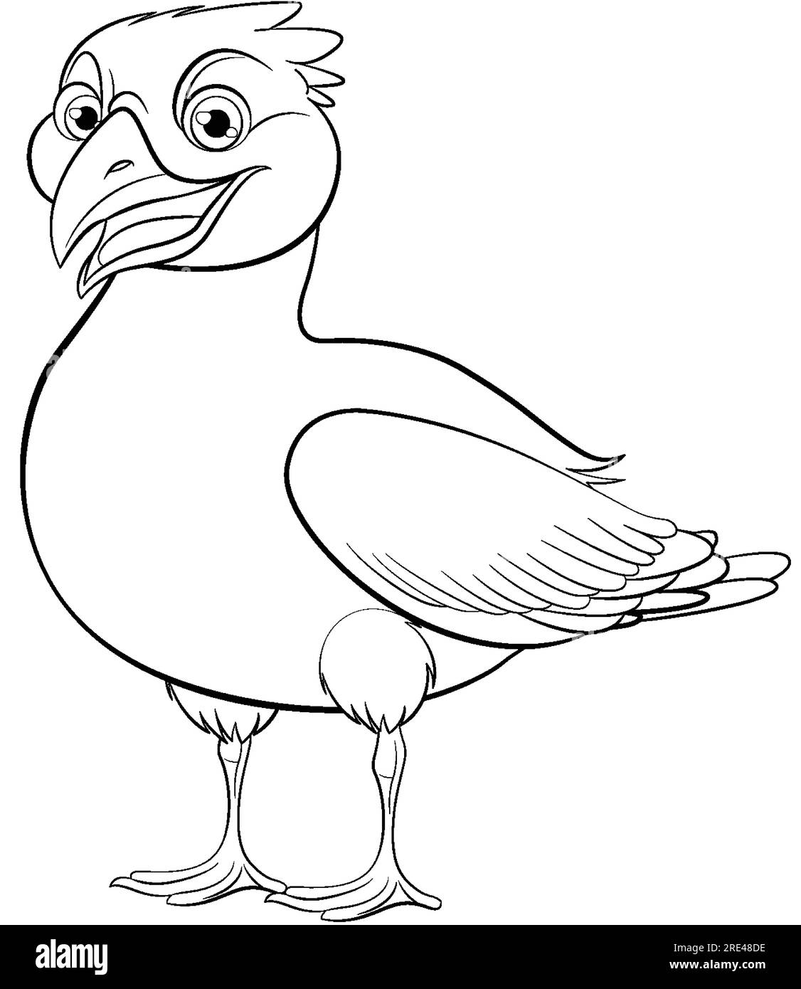 Vector cartoon illustration of a seagull standing on an isolated white ...