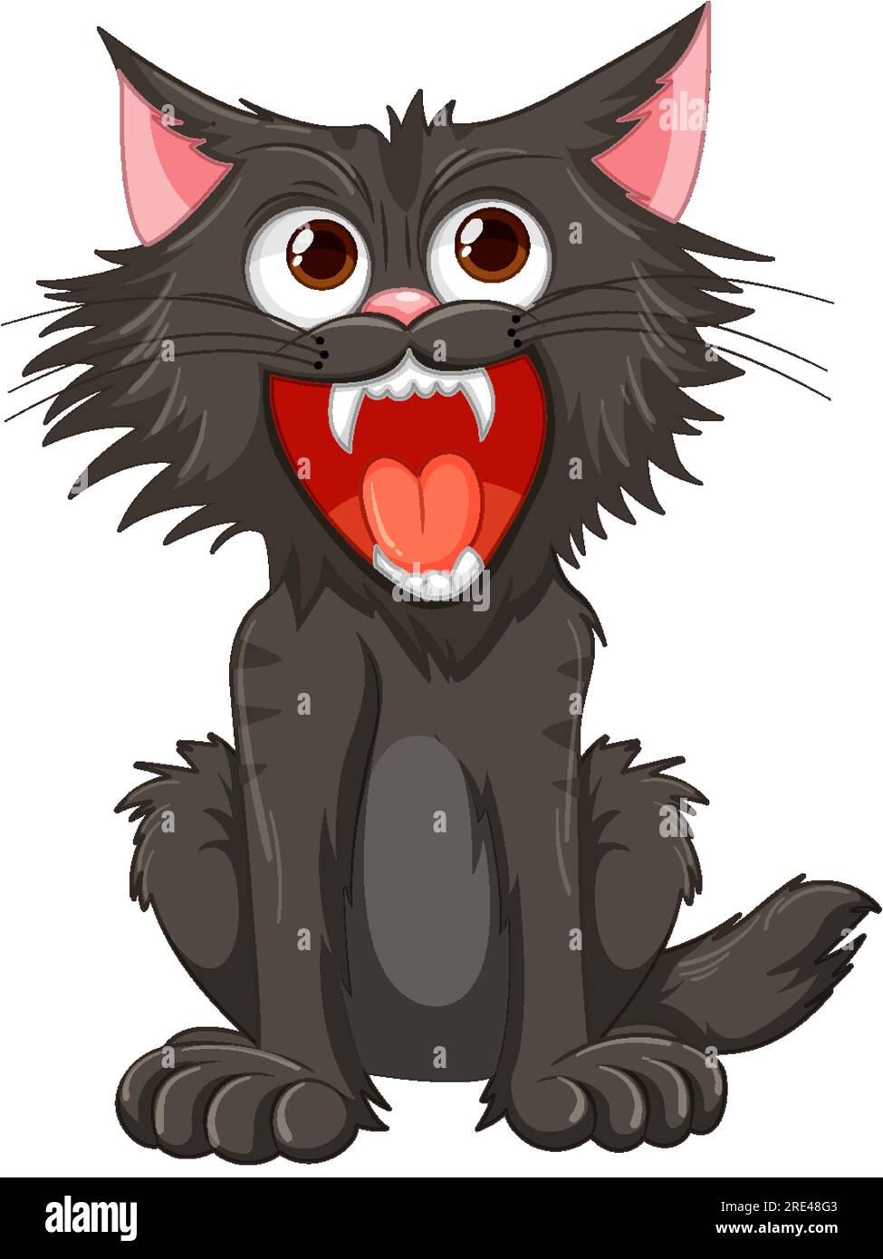 A vector illustration of a black, ferocious cat isolated on a white ...