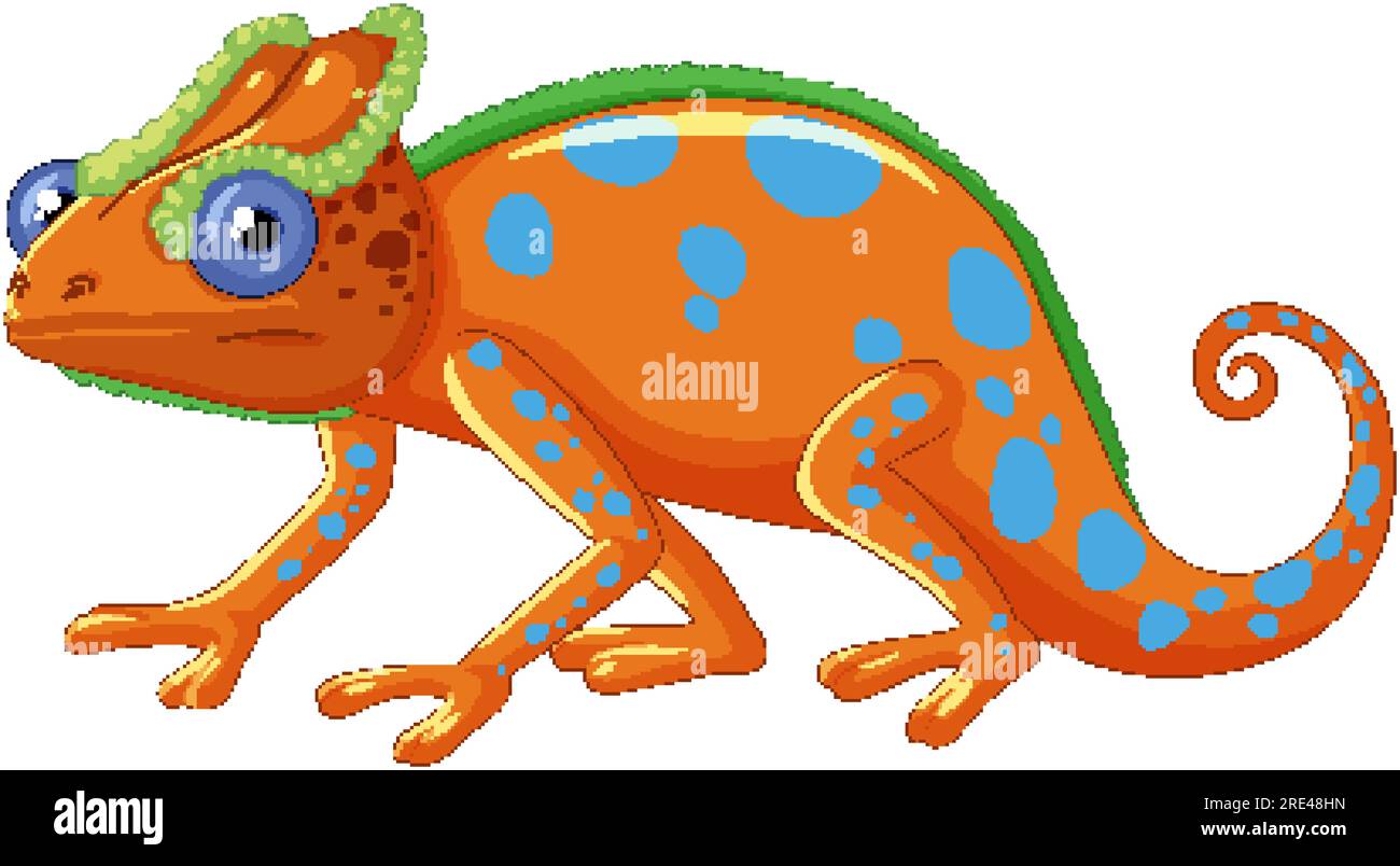 Cute colourful chameleon cartoon isolated illustration Stock Vector ...