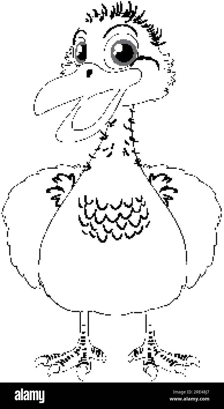 A cartoon illustration of a cute emu bird with a smiling expression ...