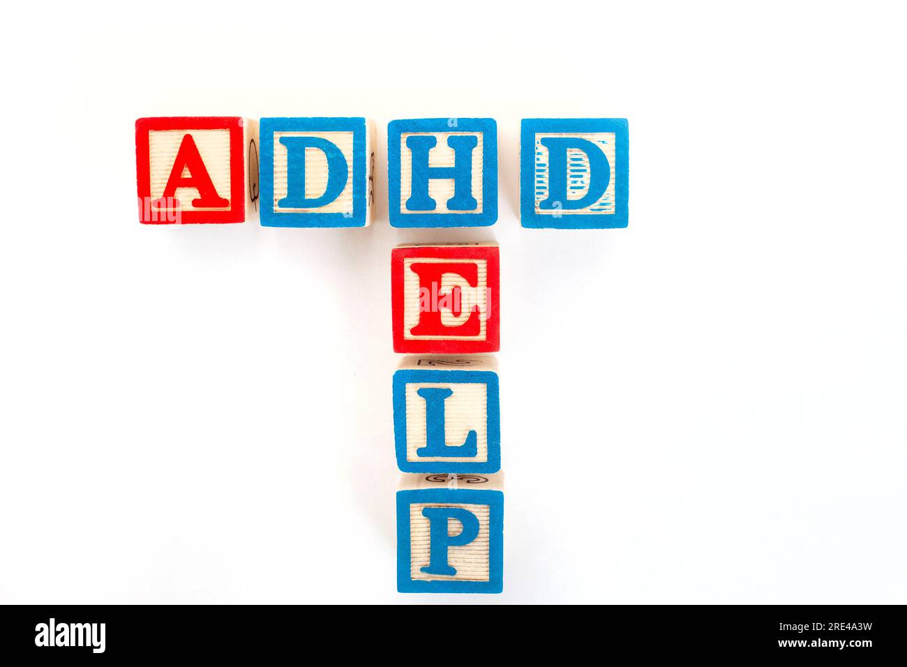 ADHD and Help in kids letter blocks on white Stock Photo - Alamy