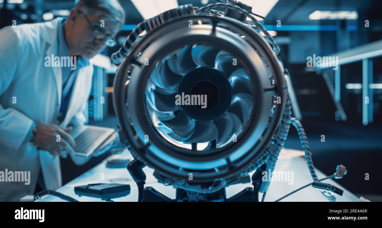 Middle Aged Industrial Turbine Specialist Working on an Innovative ...