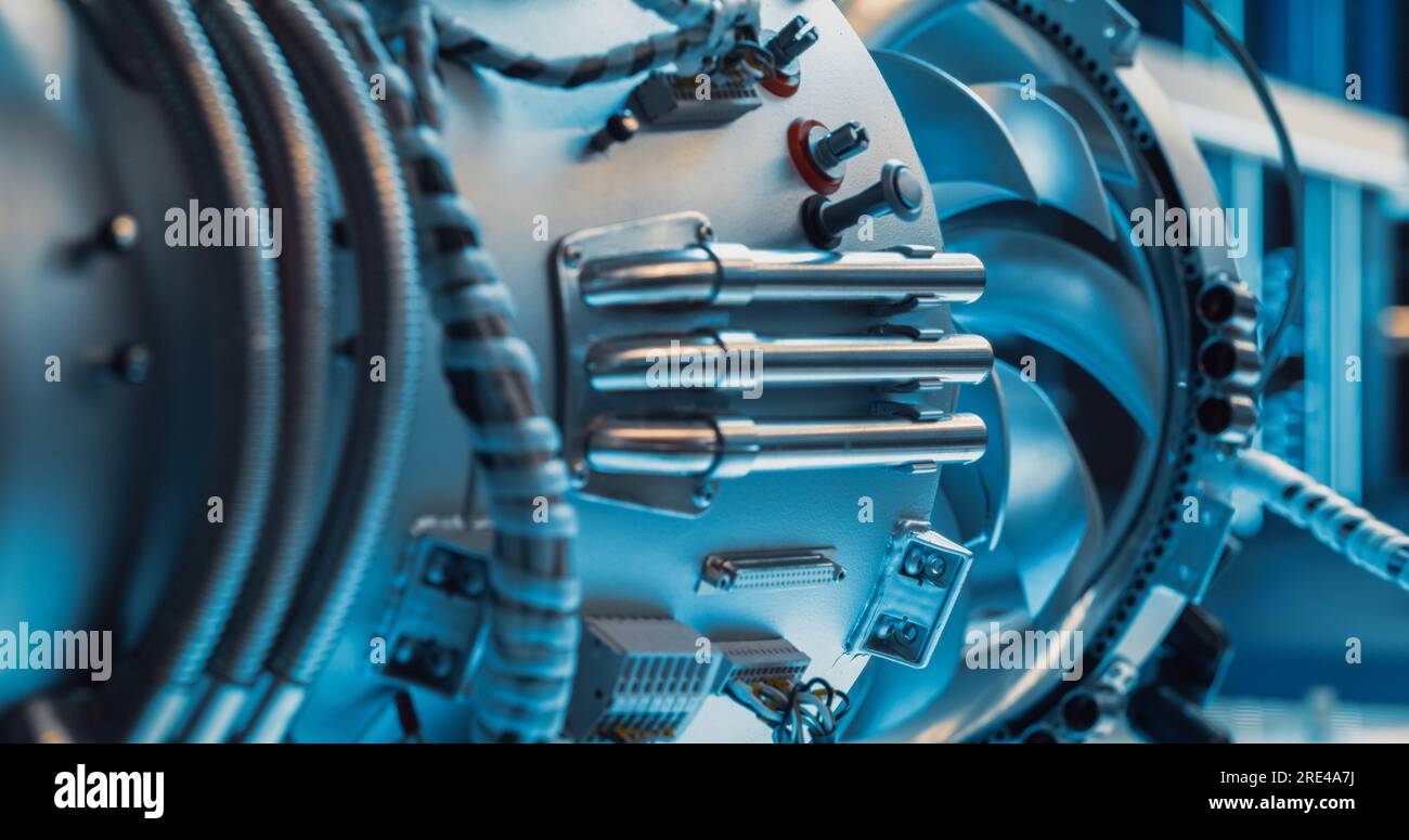 Advanced Futuristic Turbine Engine with a Moving Fan. Modern Industrial ...