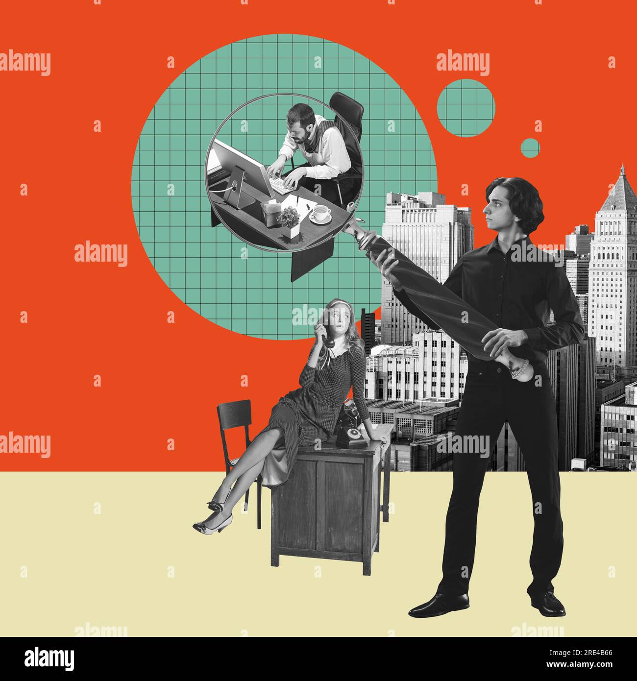 Employees, office workers finishing tasks, making control over projects ...