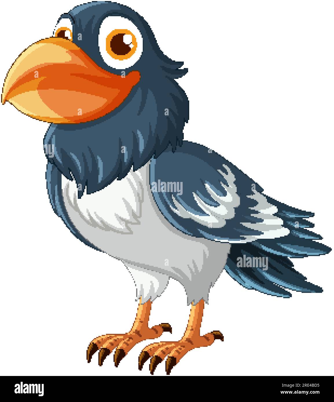 A vector cartoon illustration of a raven standing isolated on a white ...