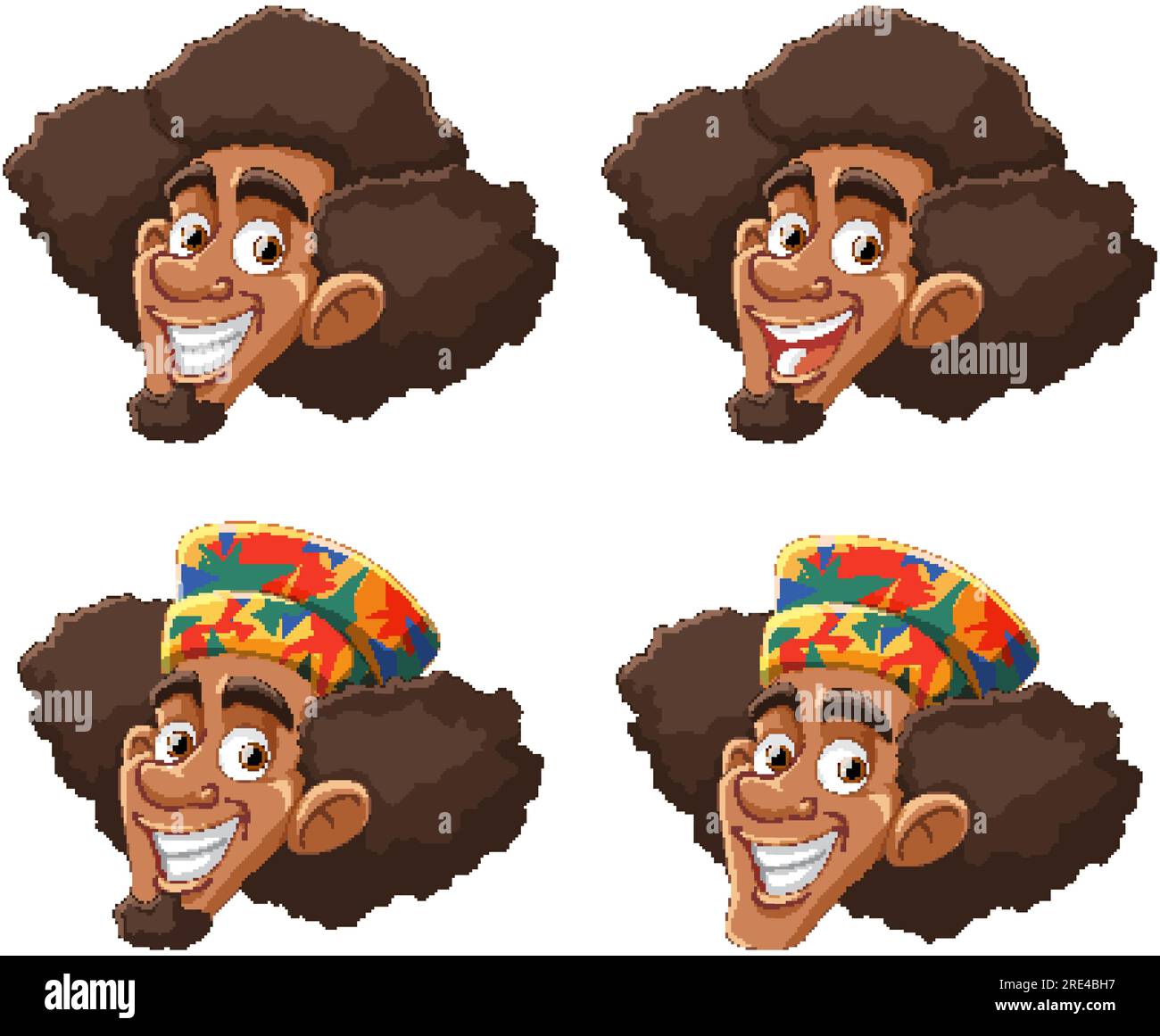 Man with Afro Hairstyle Vector Collection illustration Stock Vector ...