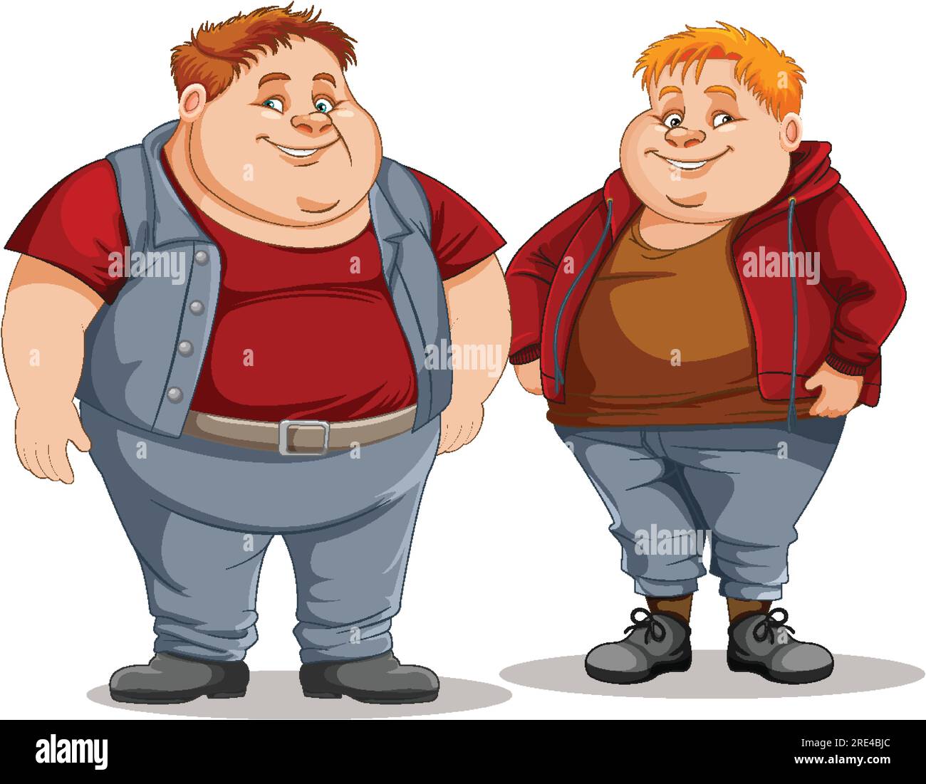 Overweight male friends cartoon character illustration Stock Vector ...