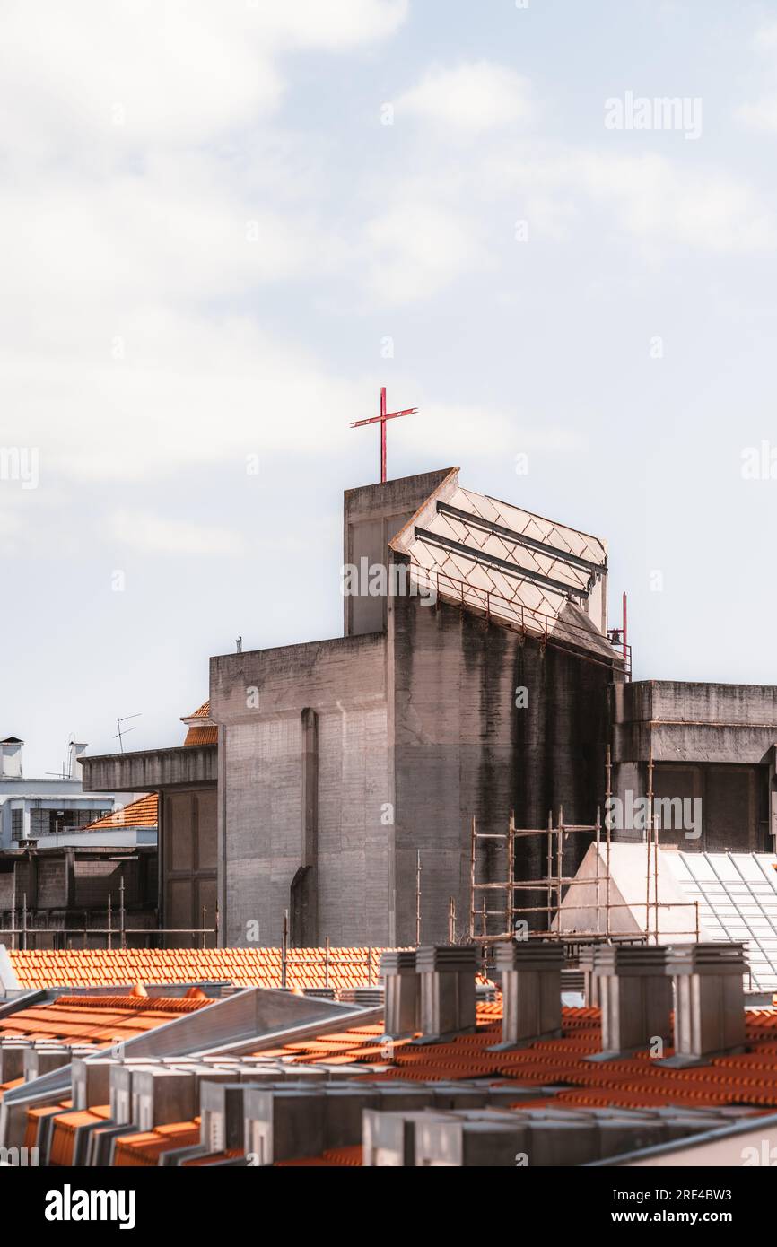 A vertical view of the roof of the parish Roman Catholic church Sagrado ...