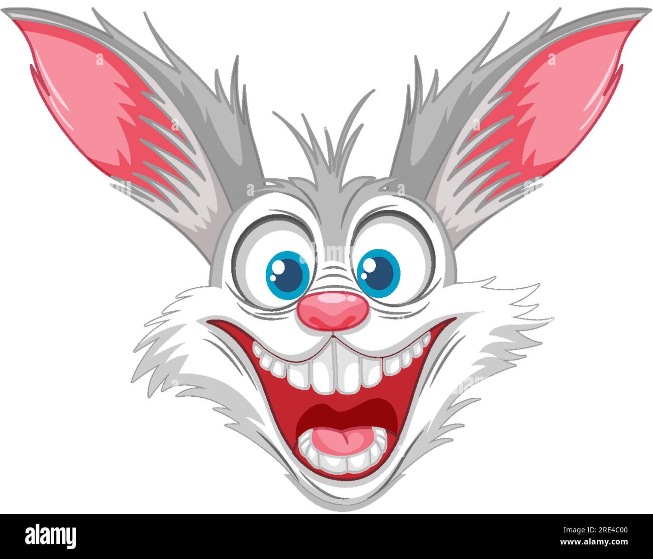 A vector cartoon illustration of a crazy rabbit with a scary smile on ...