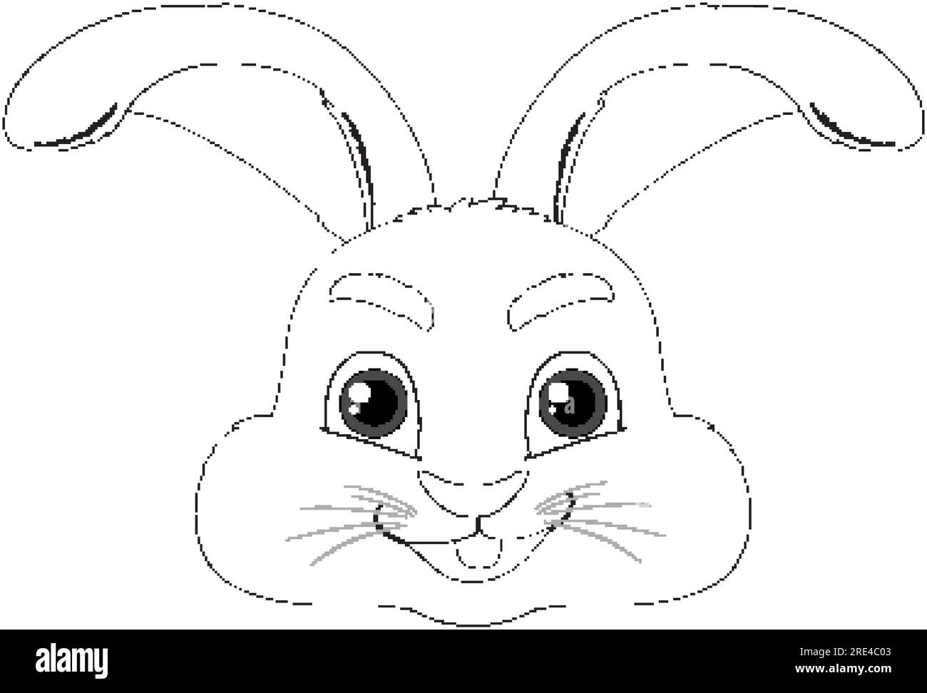 A cartoon outline of a cute rabbit with long ears Stock Vector Image ...