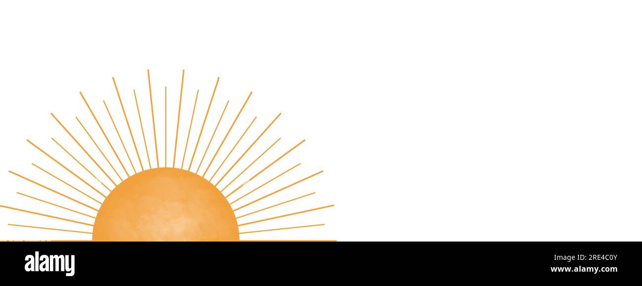 Boho sun flat lay illustration header or banner design. Artwork of ...
