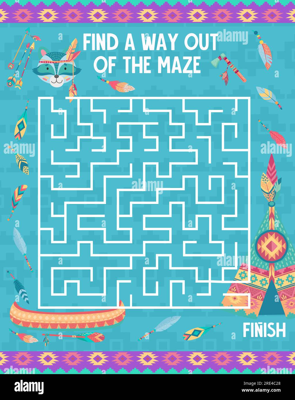 Kids labyrinth maze game, cartoon Indian animals, vector tabletop ...