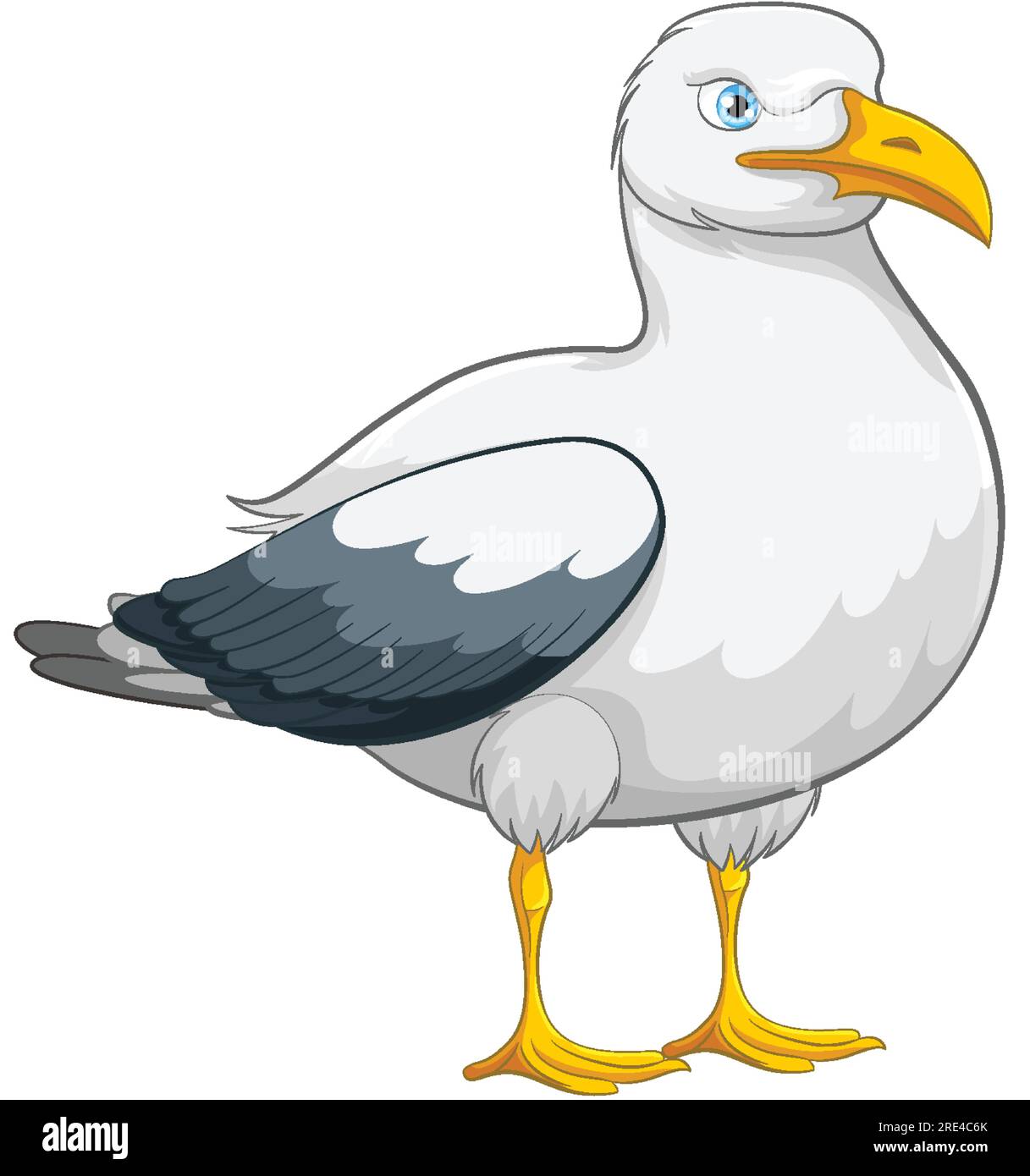 A vector cartoon illustration of a seagull standing isolated on a white ...