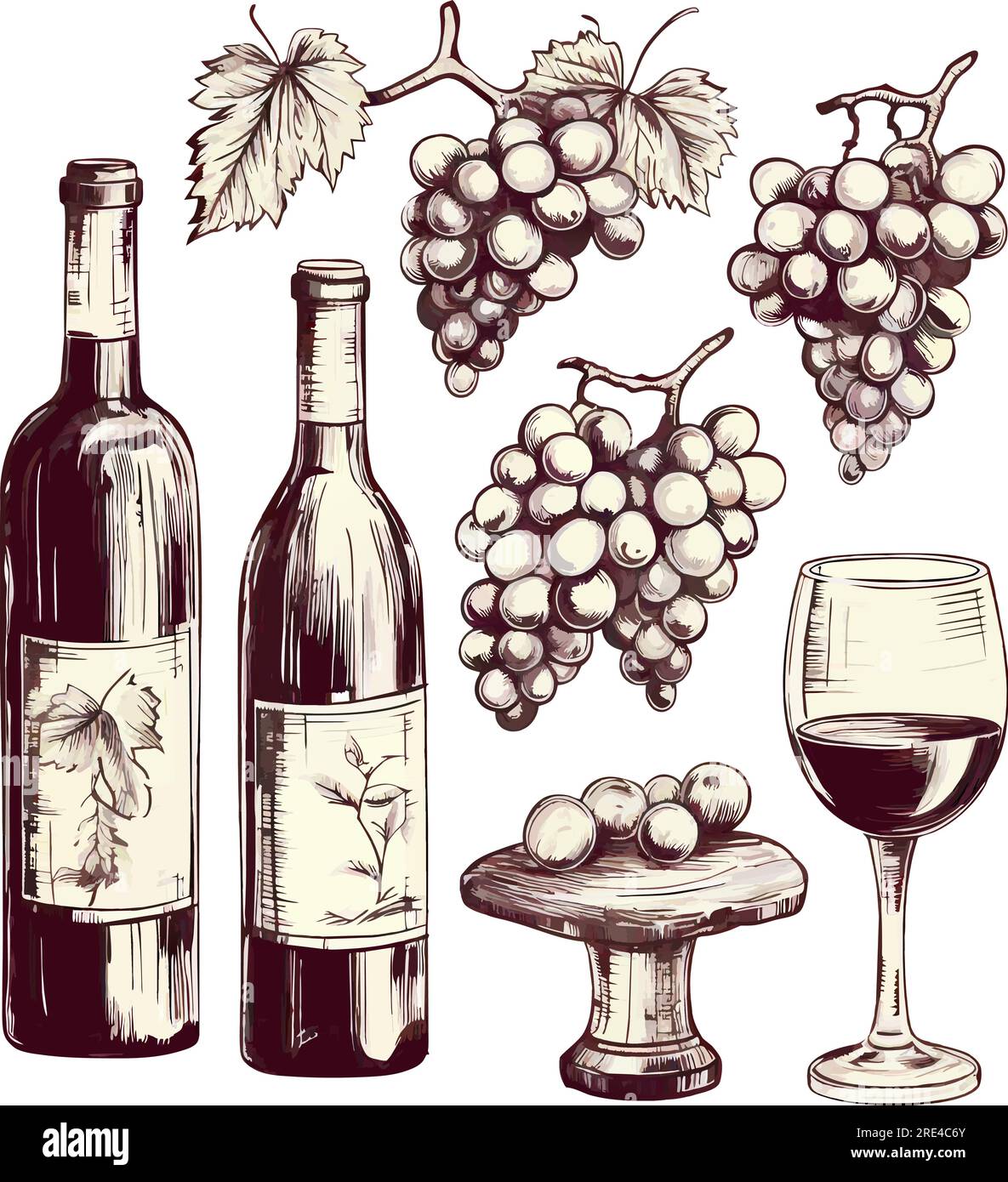 Vector winery wine production icon eps10. Vector handmade drawn draft ...