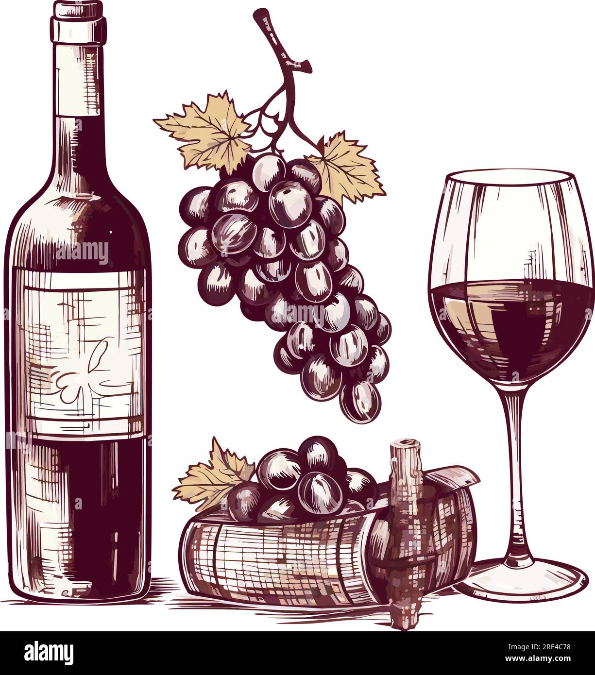 Vector winery design elements set icon eps10. Vector alcoholic beverage ...