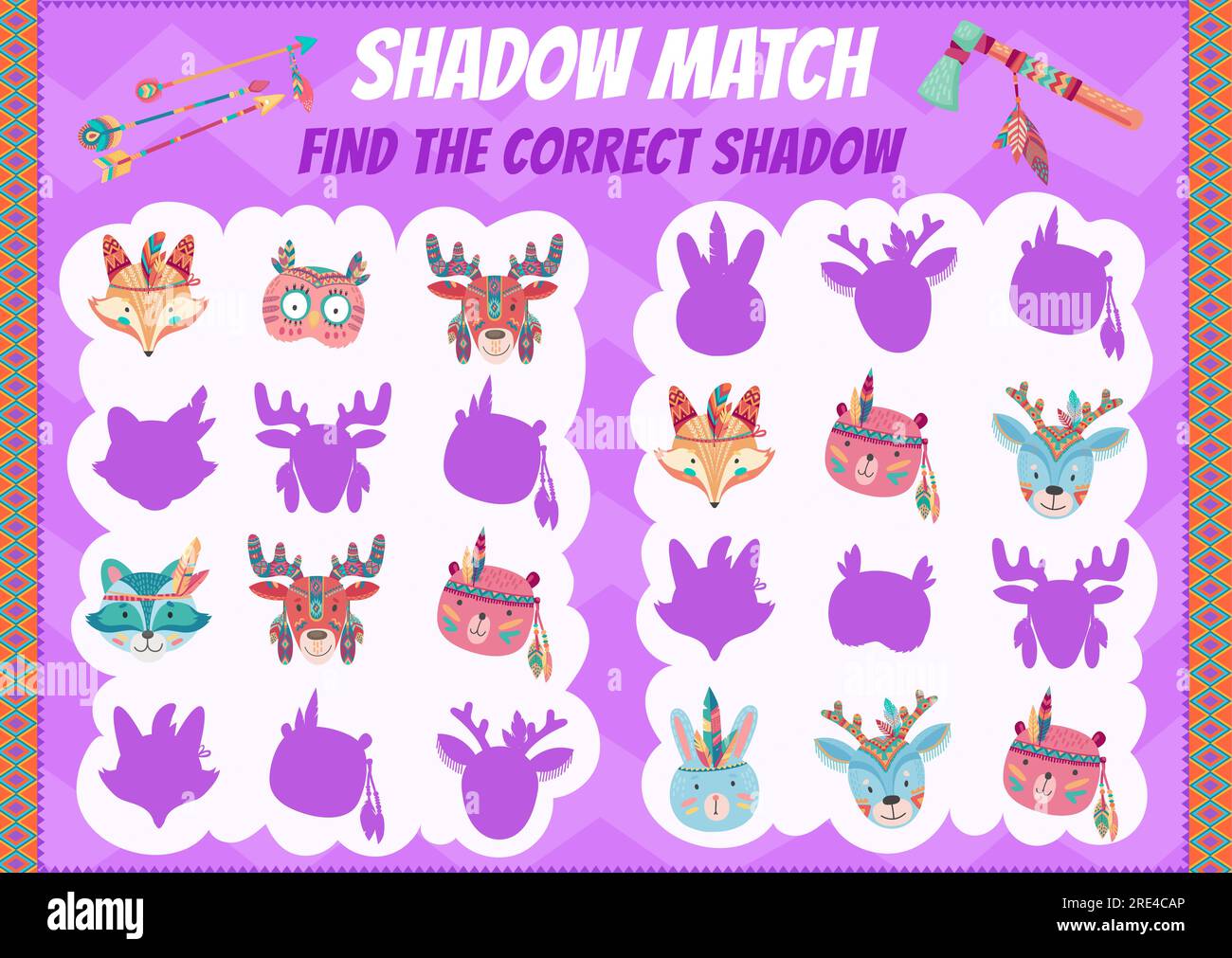 Cartoon Indian bear, rabbit and fox, owl and deer animals, vector kids ...