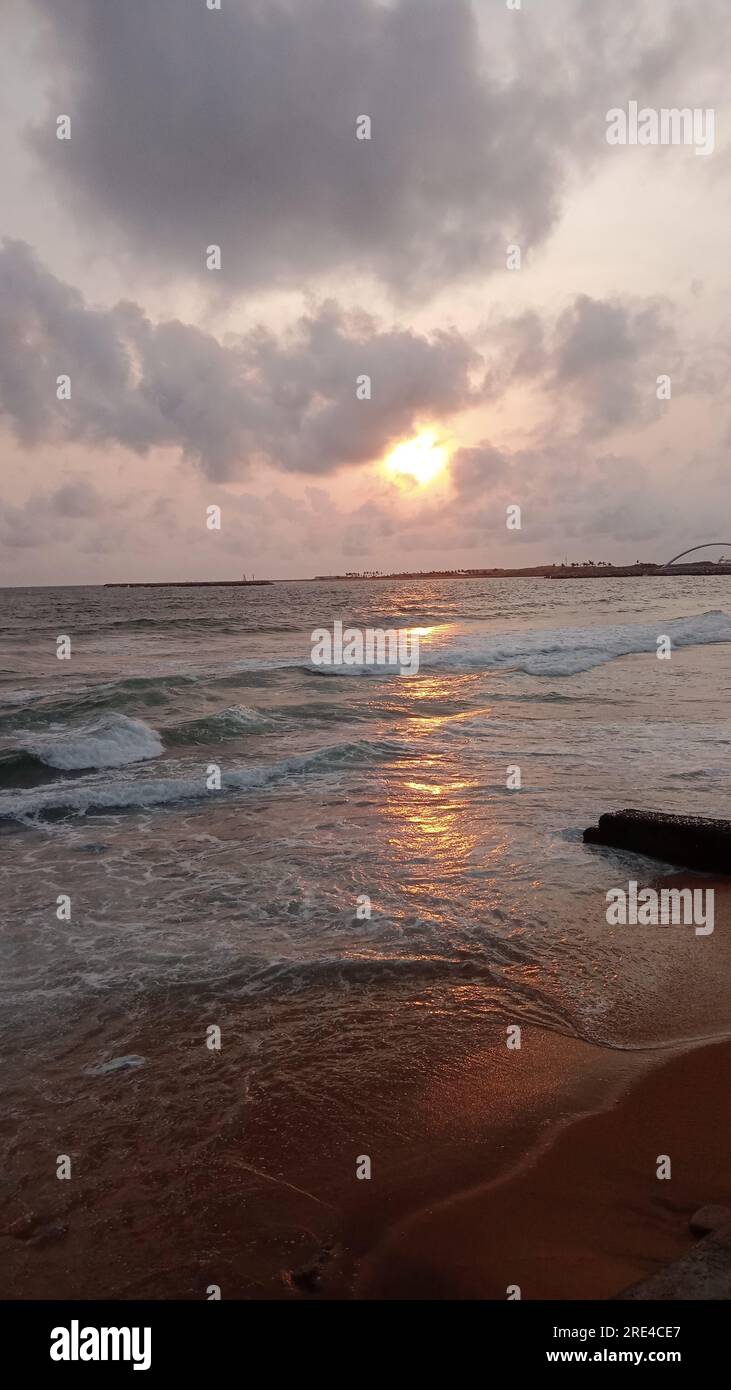Capturing a perfect sunset at the Mount-lavinia beach which is one of ...