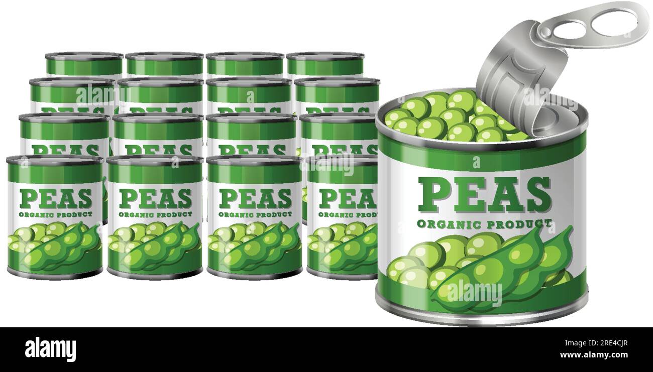 Organic peas in can product for marketing illustration Stock Vector ...