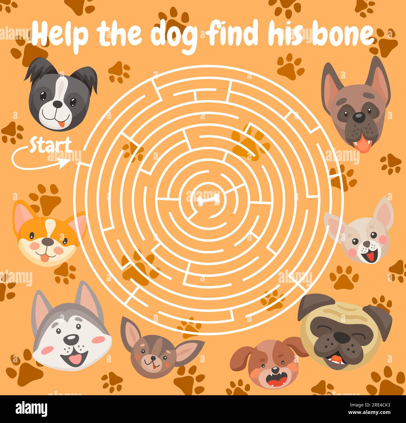 Help the dog find the bone, labyrinth maze game. Kids board riddle ...