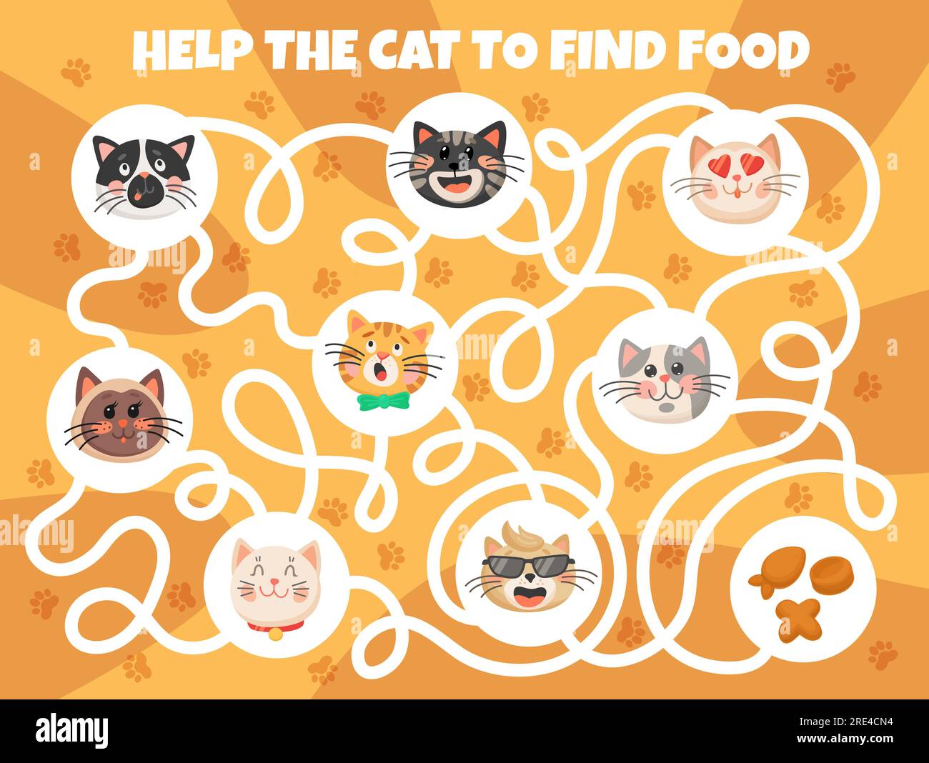 Cartoon cats and kittens kids game, labyrinth maze with cute pets ...