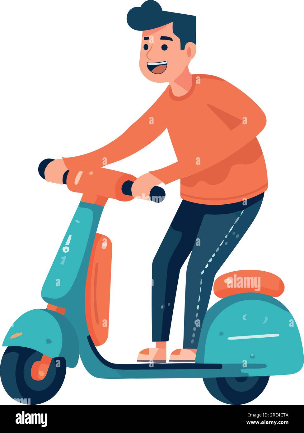 Man riding motor scooter over white Stock Vector Image & Art - Alamy