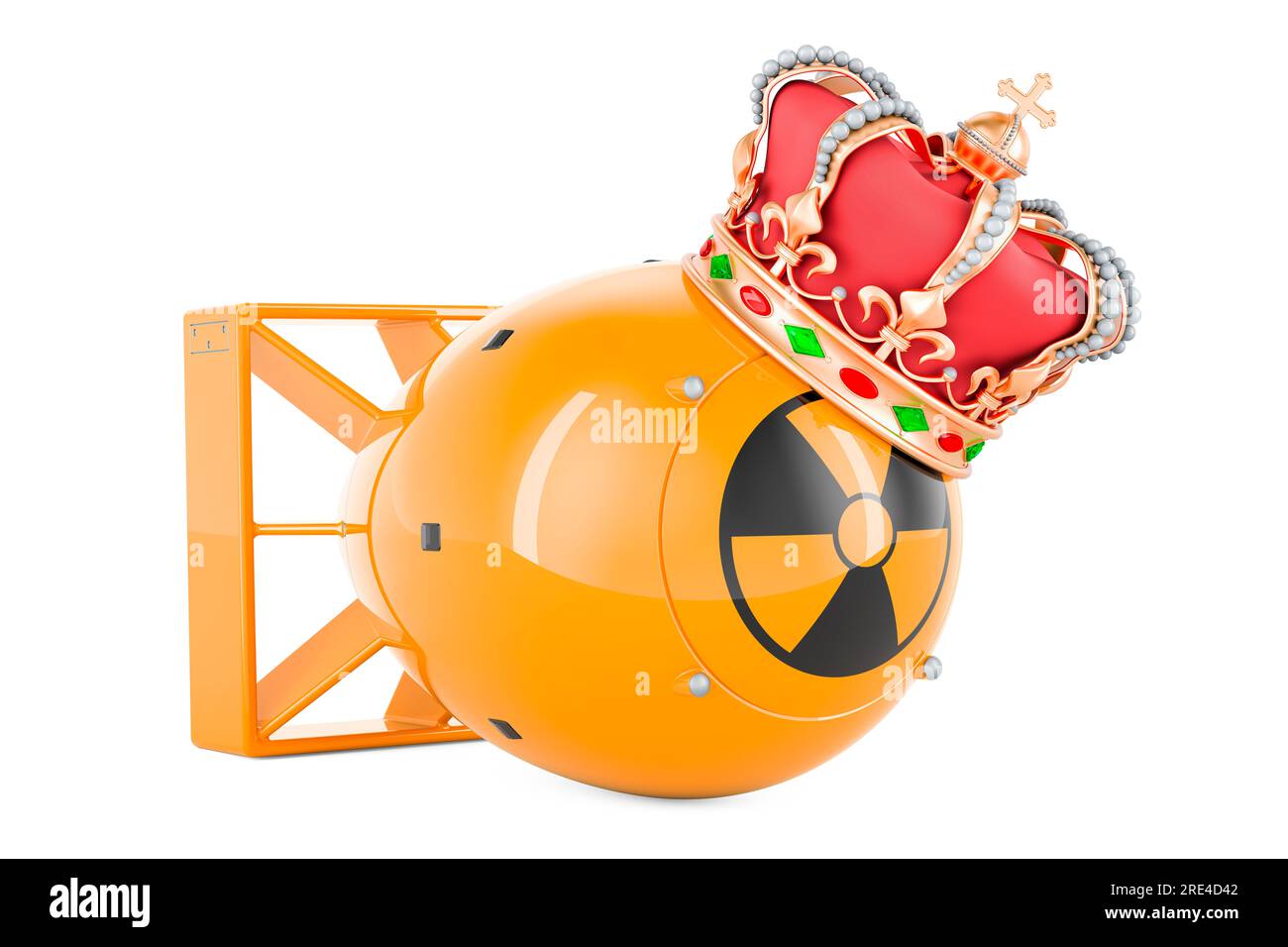 Nuclear bomb with golden crown, 3D rendering isolated on white ...