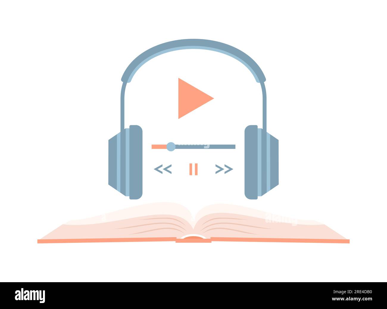 Headphones With A Player Above An Open Book Isolated On A White