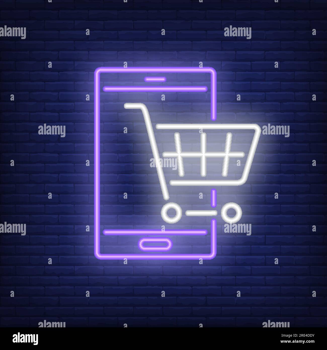 Shop cart and mobile phone neon sign Stock Vector Image & Art - Alamy