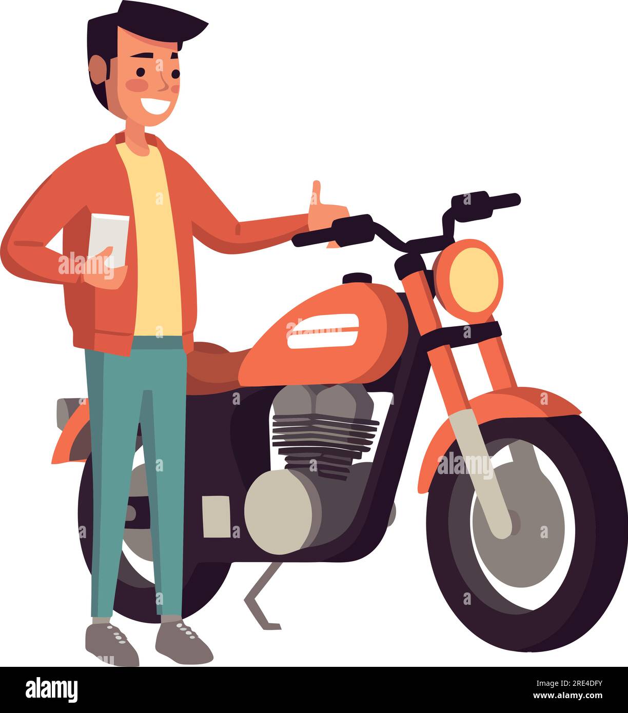 One person riding a motorcycle with a smile over white Stock Vector ...