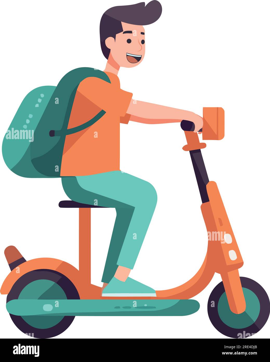 Boy riding motor scooter over white Stock Vector Image & Art - Alamy