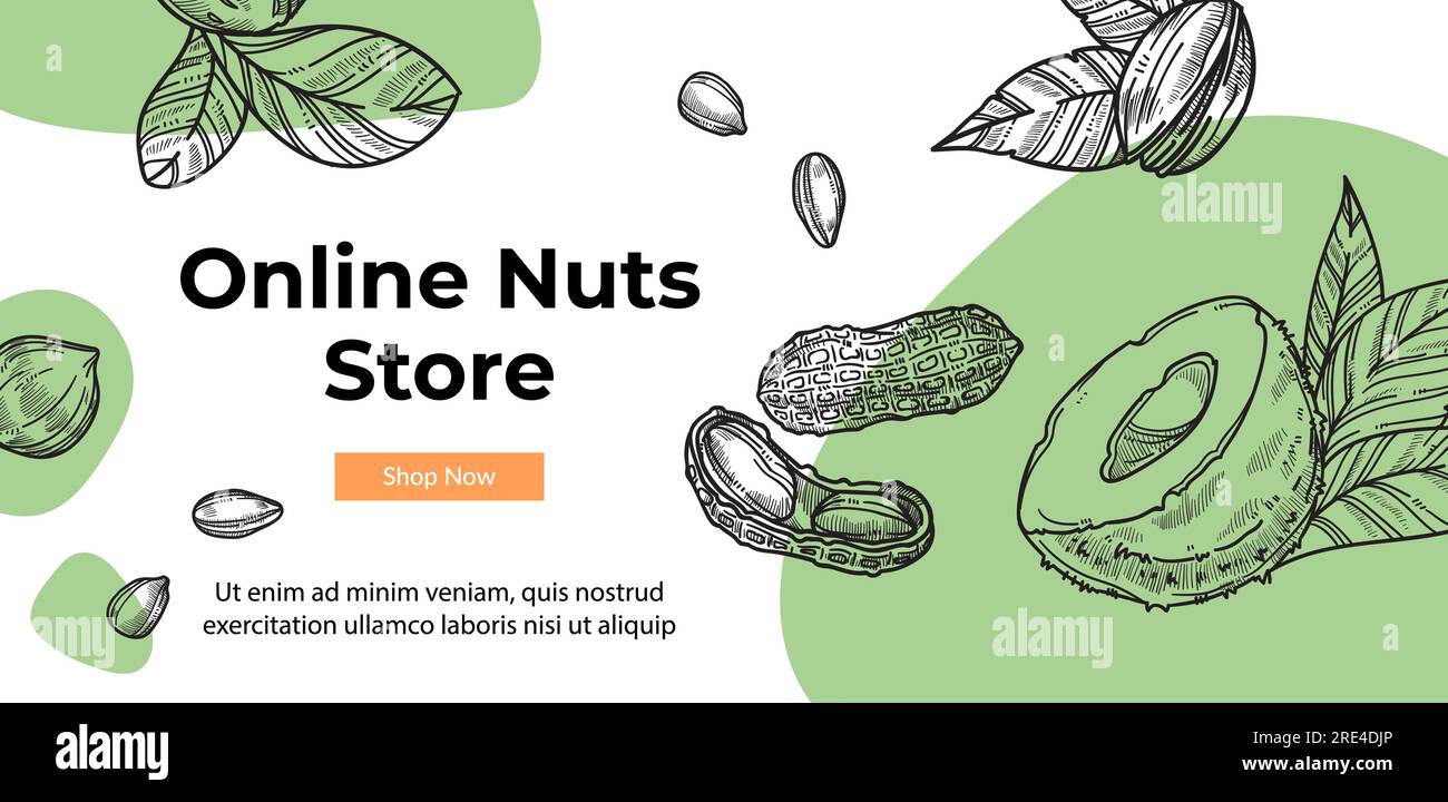 Nuts and healthy ingredients in online store with assortment of useful ...