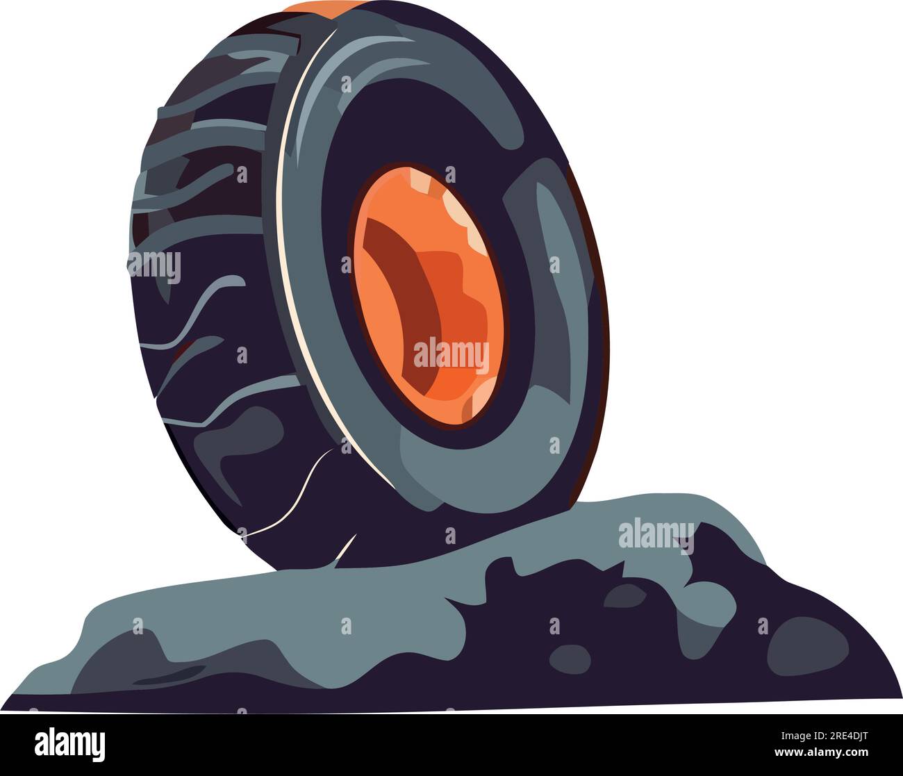 Rubber tire on stone over white Stock Vector Image & Art - Alamy
