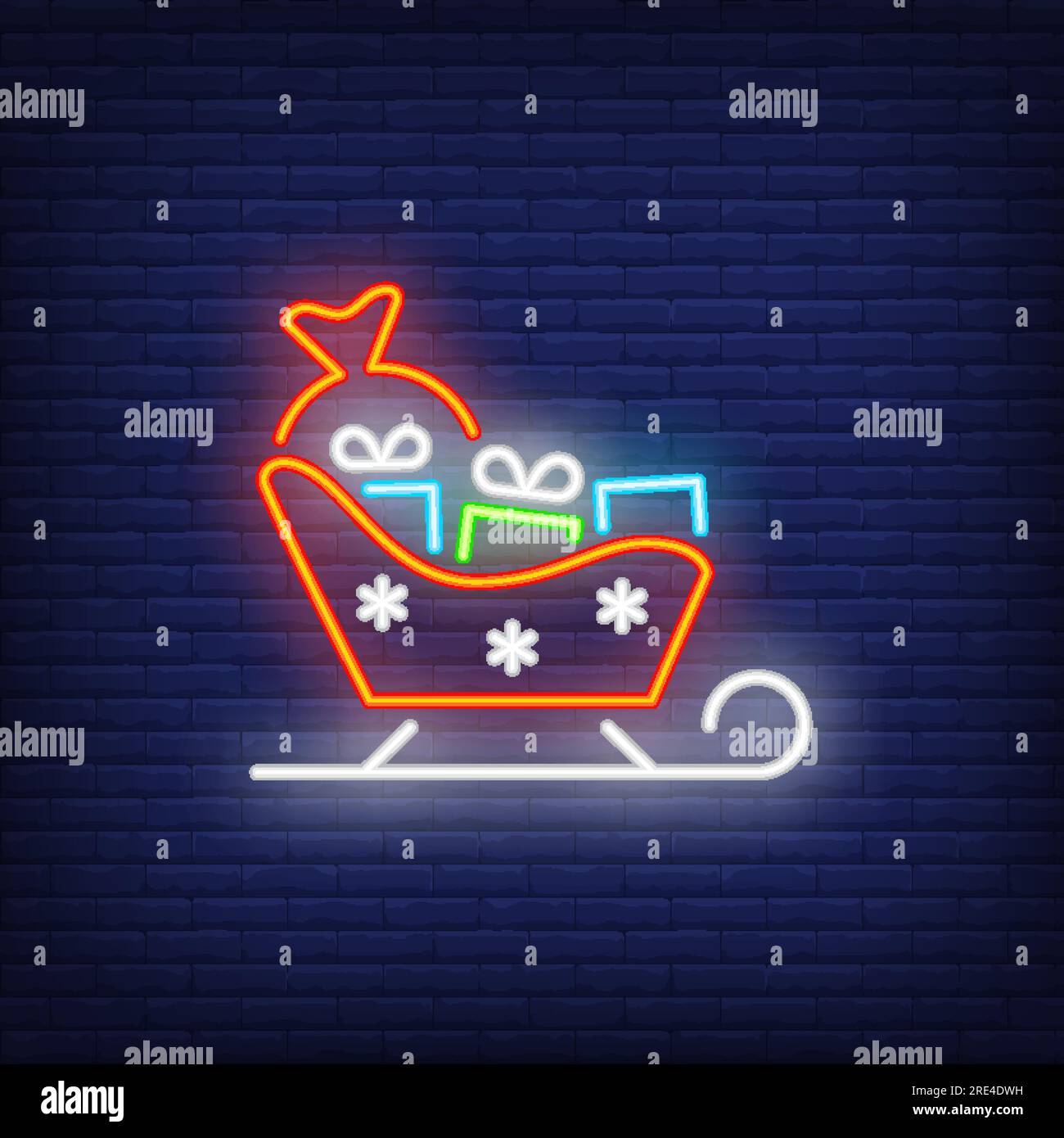 Santa sleigh neon sign Stock Vector Image & Art - Alamy