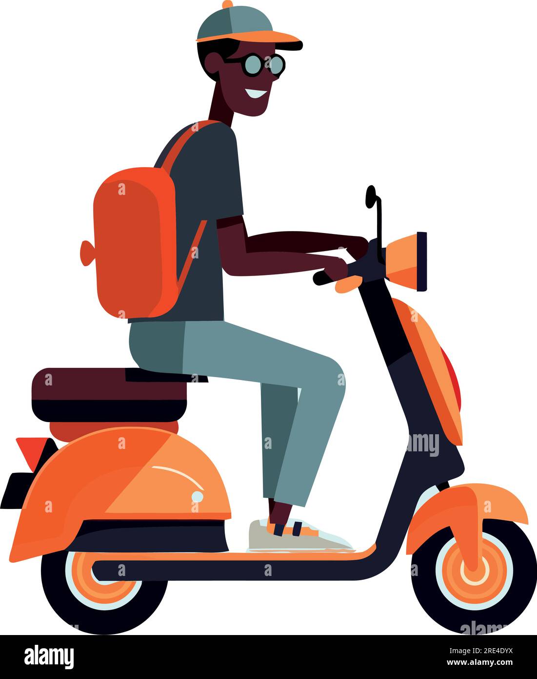 Man riding motor scooter illustration over white Stock Vector Image ...