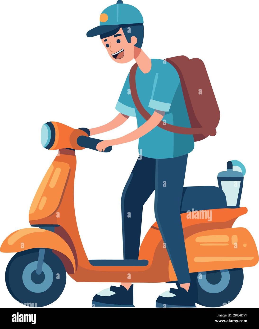 Man riding motor scooter design over white Stock Vector Image & Art - Alamy