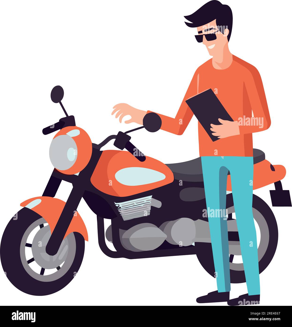 Man riding modern motorcycles over white Stock Vector Image & Art - Alamy