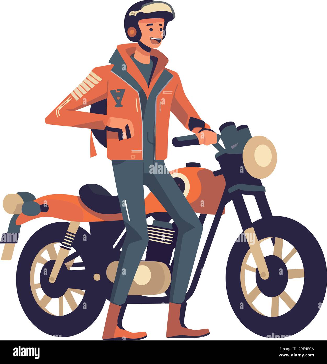 Speeding biker in motorcycle racing adventure over white Stock Vector ...